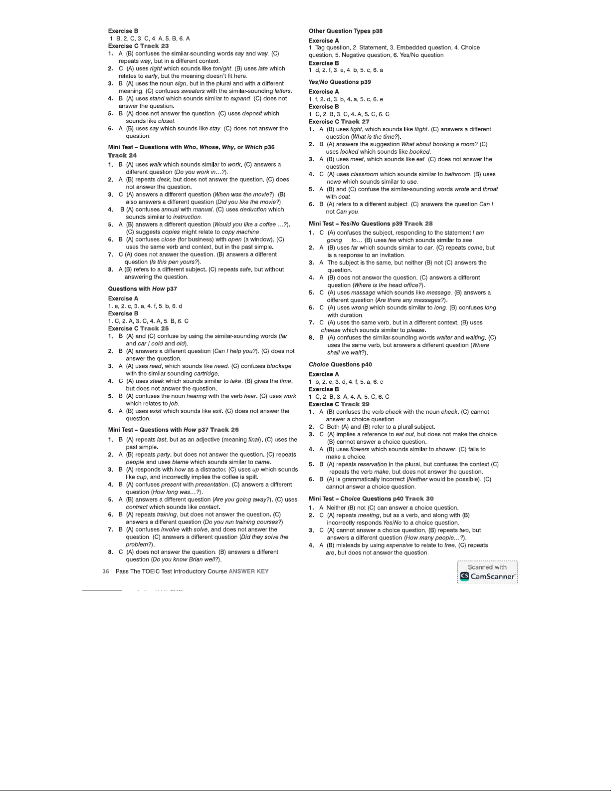 Pass the TOEIC Test Introductory Course Answer Key | PDF