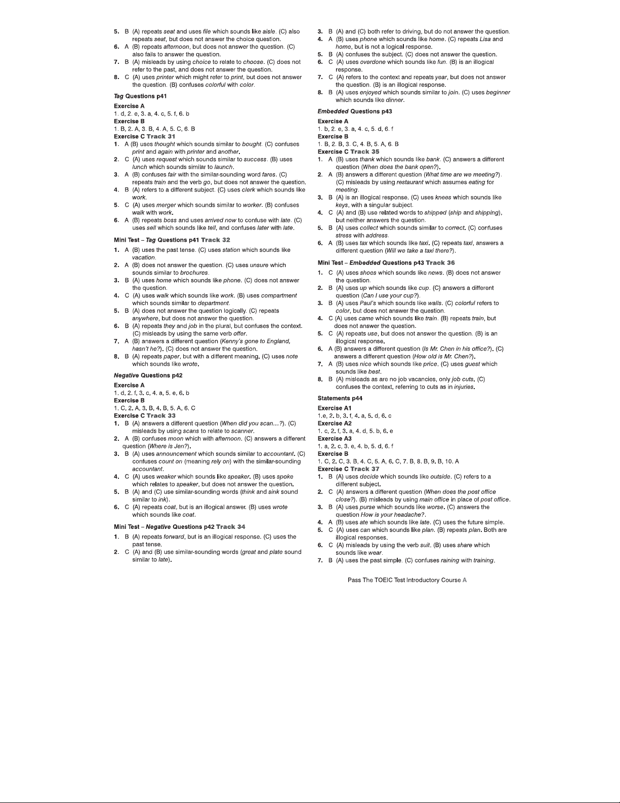 Pass the TOEIC Test Introductory Course Answer Key | PDF