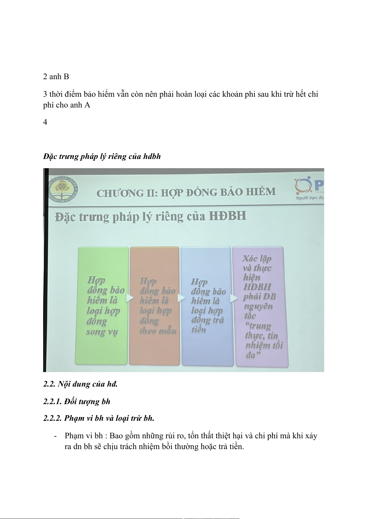 Chương 2: Hợp Đồng Bảo Hiểm (HĐBH) - Lý Thuyết Cơ Bản về Bảo Hiểm | Pháp luật về bảo hiểm | Học ...