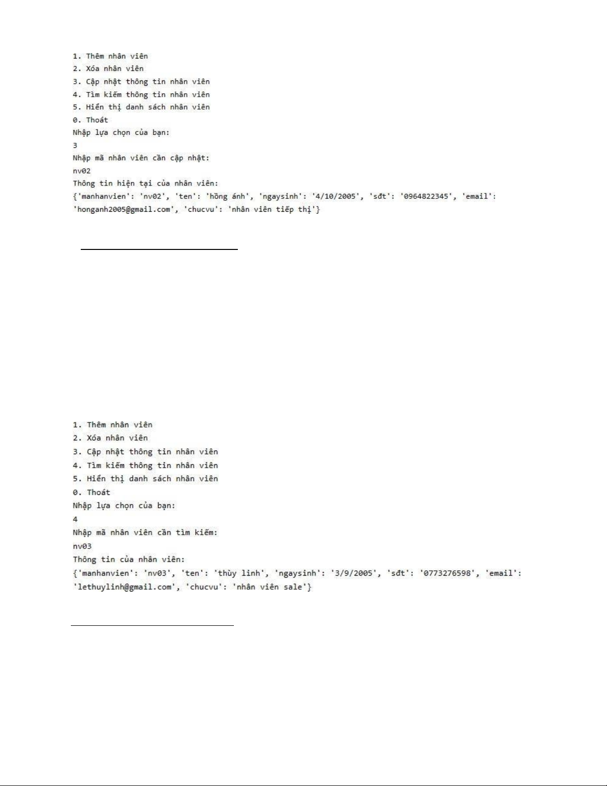 Quản Lý Nhân Sự Siêu Thị Thế Giới Di Động | Bài tập Lập Trình Python | PDF