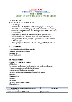 Unit 4: Home - Lesson plan 4C | Giáo án Tiếng Anh 11 Friends Global | PDF
