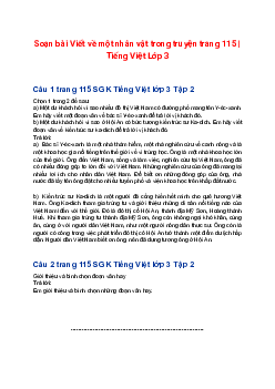 Soạn bài Viết về một nhân vật trong truyện trang 115 | Tiếng Việt Lớp 3 Tập 2 Cánh diều | PDF