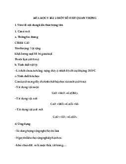 Hóa học 9 Bài 2: Một số oxit quan trọng | PDF