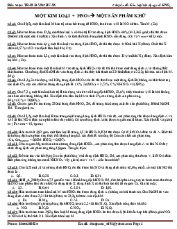 Chuyên đề Hóa học 9: Kim hoại tác dụng với HNO3 | PDF