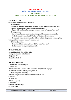 Unit 4: Home - Lesson plan 4E | Giáo án Tiếng Anh 11 Friends Global | PDF