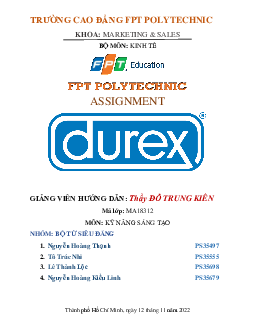 Chương trình “ Durex – Mạnh dạn yêu, cùng chạm đỉnh” | Bài tập môn Marketing | Trường Cao đẳng ...