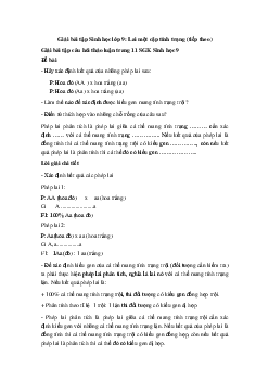 Giải Sinh 9 bài 3: Lai một cặp tính trạng (tiếp theo) | PDF