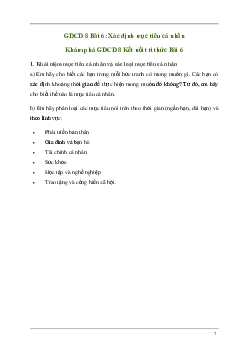 Giải GDCD 8 Bài 6: Xác định mục tiêu cá nhân | Kết nối tri thức | PDF