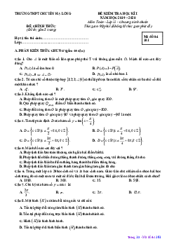 Đề thi HK1 Toán 11 năm 2019 – 2020 trường chuyên Hạ Long – Quảng Ninh | PDF