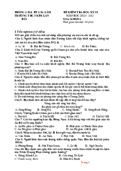 Đề thi HK2 môn KHXH lớp 6 THCS Kim Lan 2021-2022 (có đáp án) | PDF