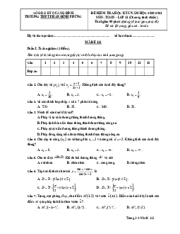 Đề thi HK1 Toán 11 năm 2020 – 2021 trường Phan Đình Phùng – Quảng Bình | PDF