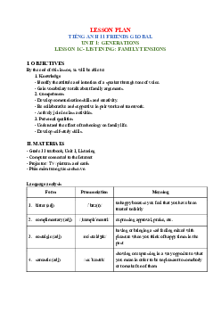 Unit 1: Generations - Lesson plan 1C | Giáo án Tiếng Anh 11 Friends ...
