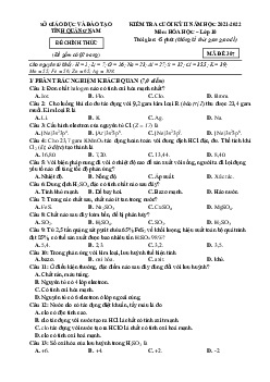 Đề thi HK2 Hóa 10 Sở GD Quảng Nam 2021-2022 (Có đáp án) | PDF
