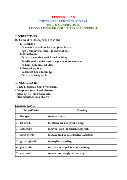 Unit 1: Generations - Lesson plan 1E | Giáo án Tiếng Anh 11 Friends ...