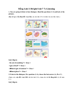 Giải Tiếng Anh 11 Unit 7 7c Listening | Bright | PDF