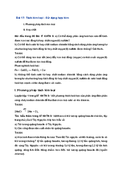 Giải Khoa học tự nhiên 9 Cánh diều Bài 17: Tách kim loại. Sử dụng hợp kim | PDF