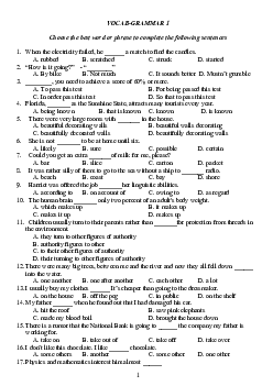 Top 200 cau Lexico and Grammar ôn luyện thi lớp 10 THPT Chuyên Anh | PDF