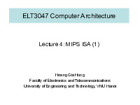 SLIDE Week 4 – Lecture 4 – MIPS ISA (1) Kiến Trúc Máy Tính | Trường Đại học Công nghệ, Đại học ...