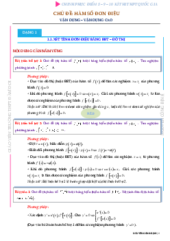 Bài toán VD – VDC tính đơn điệu của hàm số – Nguyễn Công Định Toán 12 | PDF